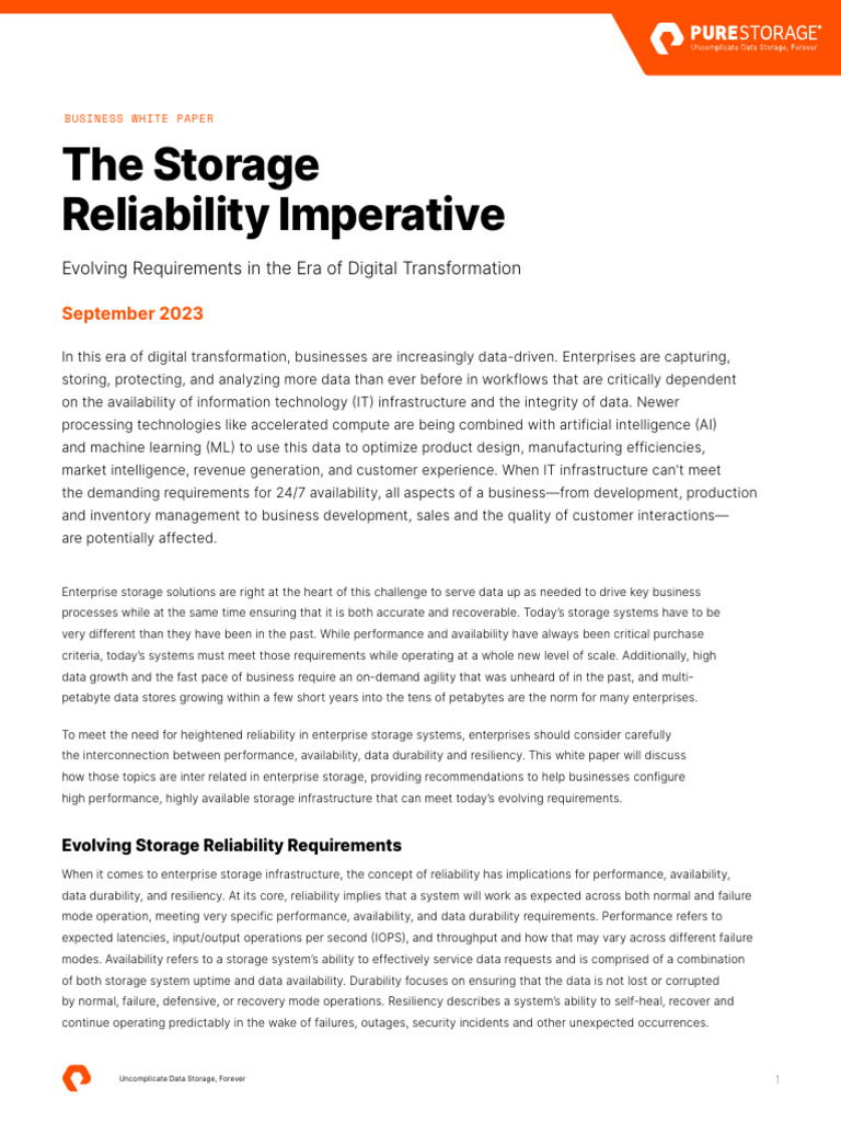 Bwp Storage Reliability Imperative | PDF | Hard Disk Drive | Data