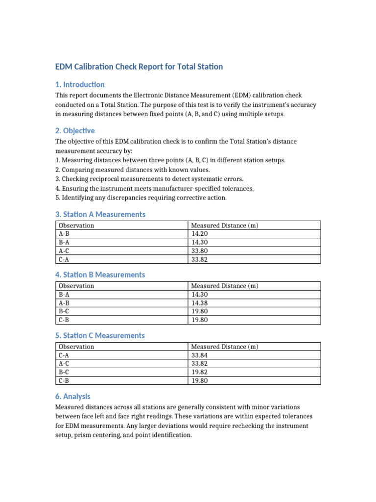 EDM Calibration Check for Total Station | PDF