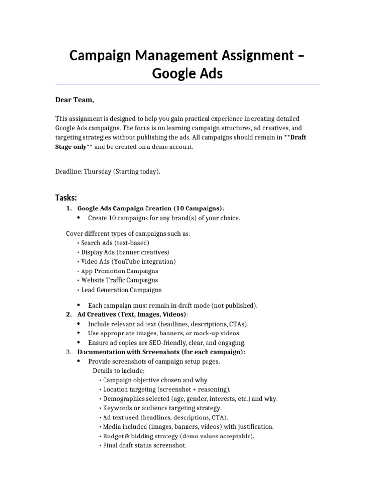 Campaign Management Assignment 1 | PDF | Marketing | Promotion And ...