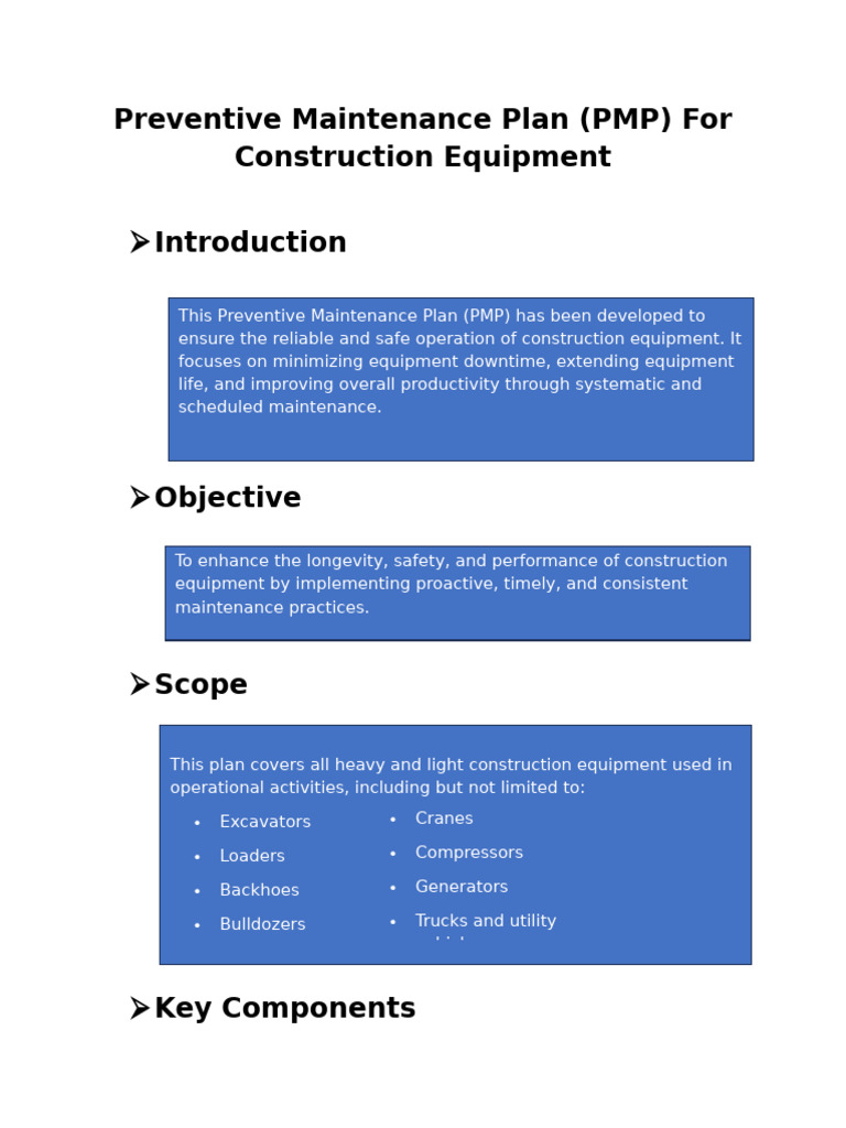 Preventive Maintenance Plan Activity CMPM | PDF | Heavy Equipment