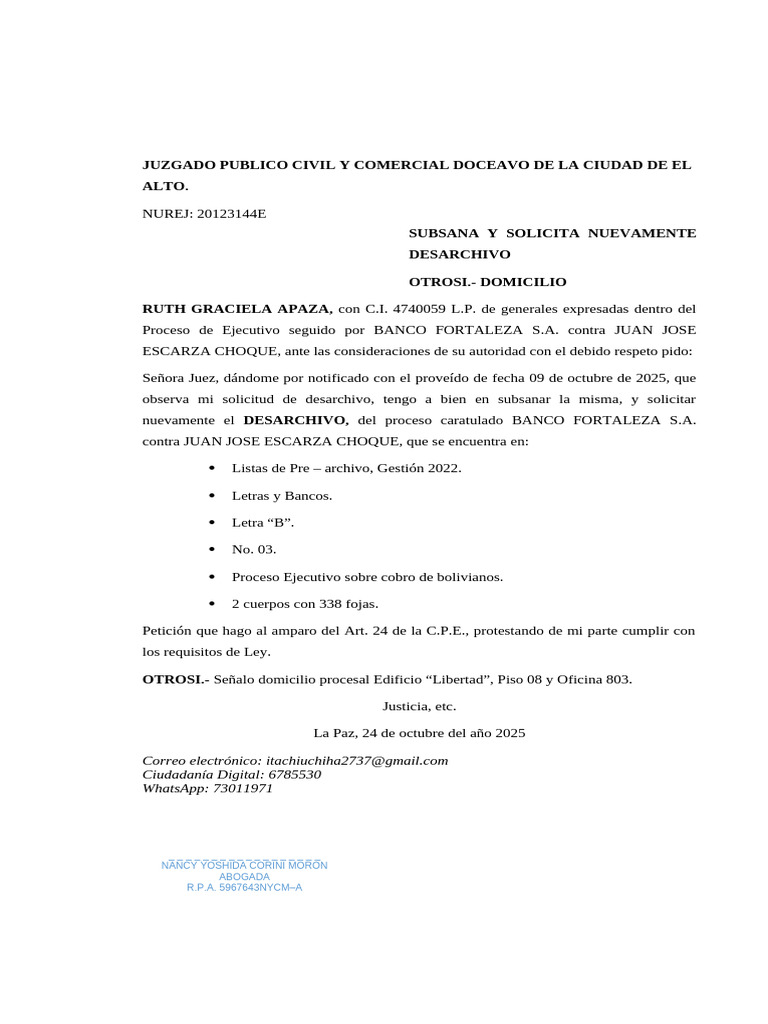 Solicita Desarchivo Ticona | PDF