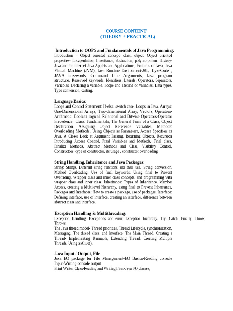 Java Programming: OOPs & Basics Guide | PDF | Class (Computer ...
