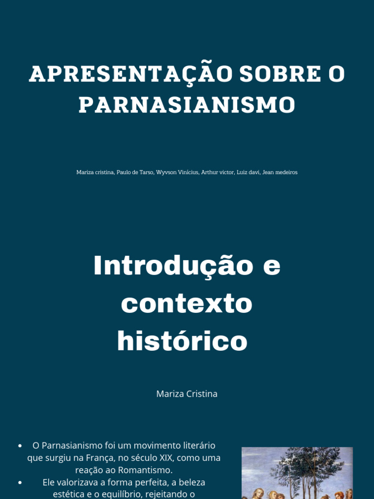 Parnasianismo: Movimento Literário Brasileiro | PDF | Poesia | Romantismo