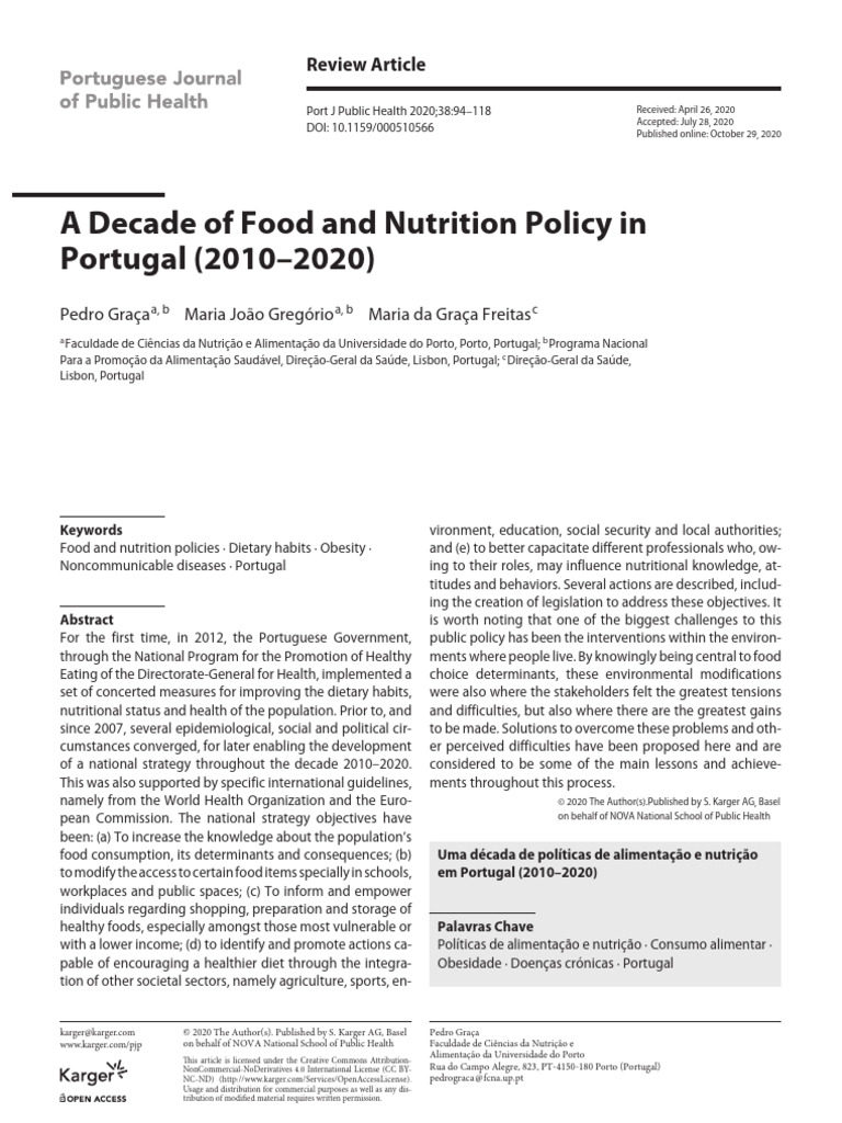 2020 A Decade of Food and Nutrition Policy in Portugal (2010-2020 ...