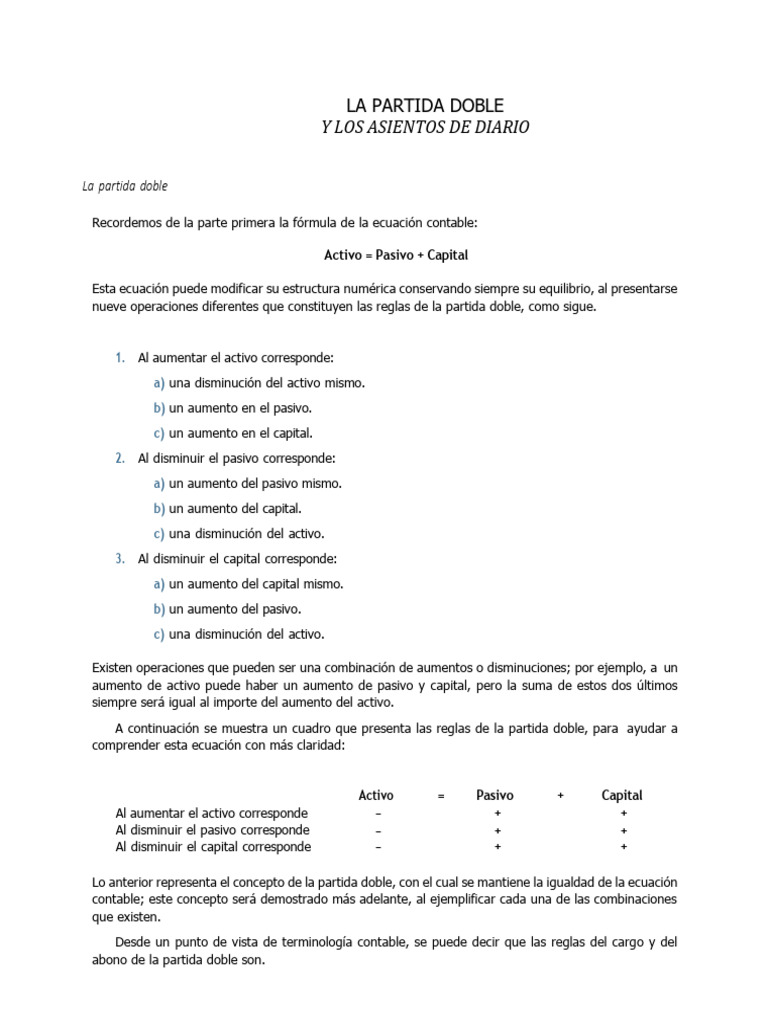 Reglas de la Partida Doble en Contabilidad | PDF | Contabilidad ...