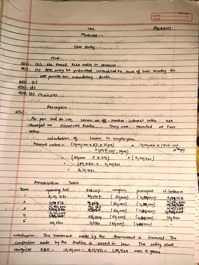 IBS Answer Sheet Mock Test 1 - Abirami Srivatsan | PDF