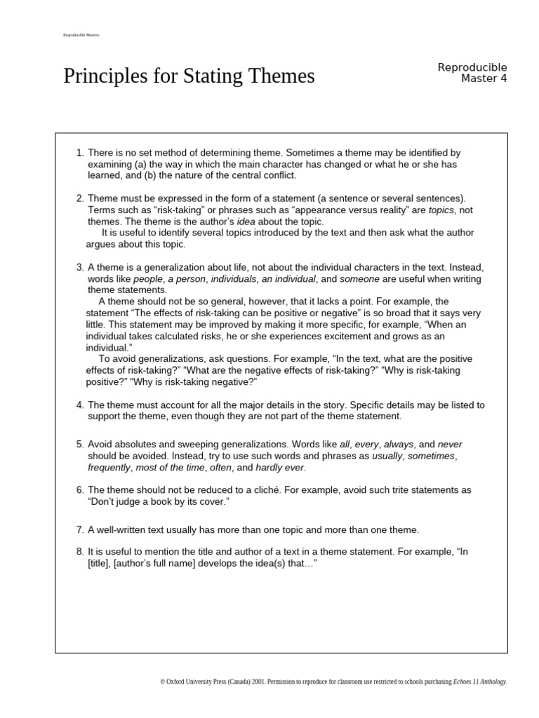 Principles For Stating Themes | PDF