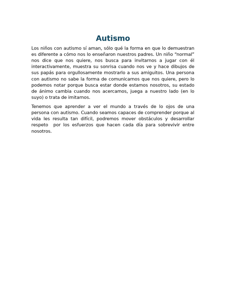 Amor en el Autismo: Comprensión y Empatía | PDF
