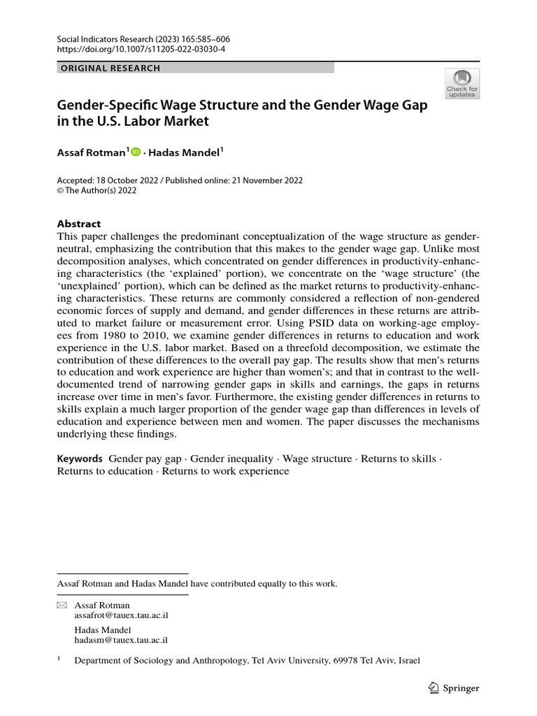 Gender Wage Gap: Education & Experience Disparities | PDF | Gender Pay ...