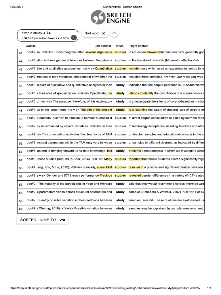 Concordancing Handout - Study 1.keypdf | PDF