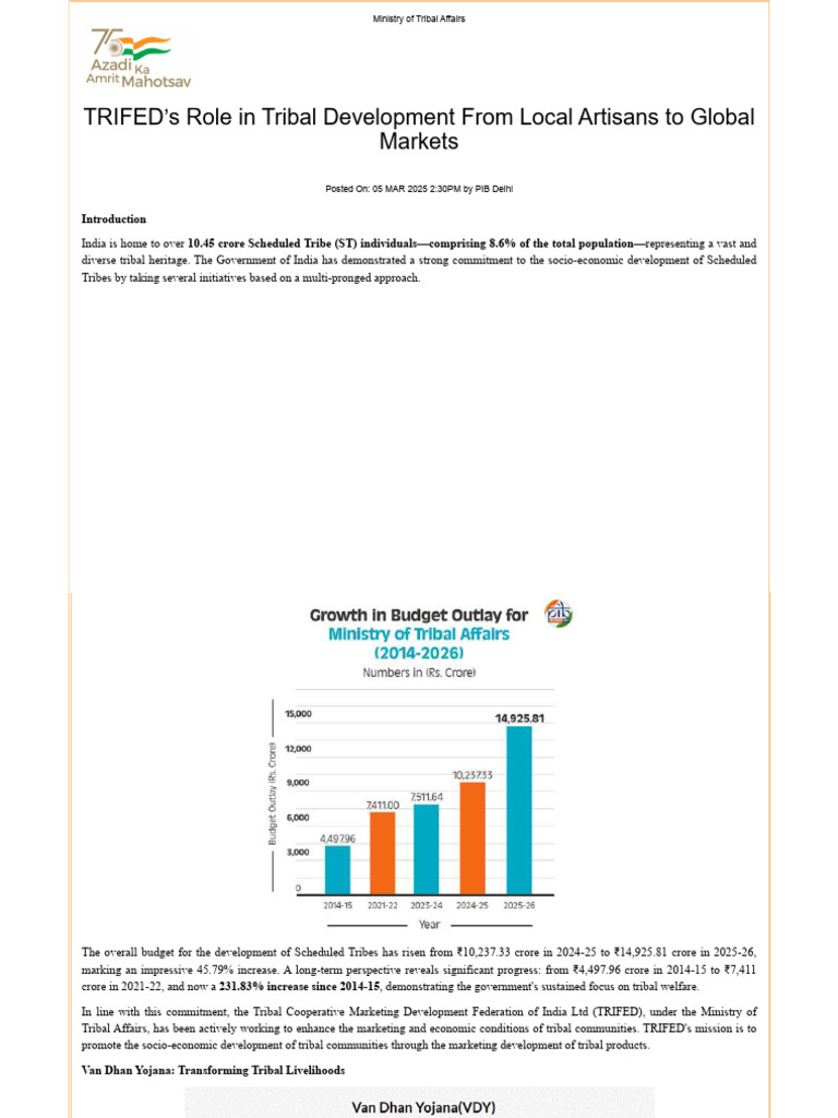 TRIFED's Impact on Tribal Development | PDF | Economies