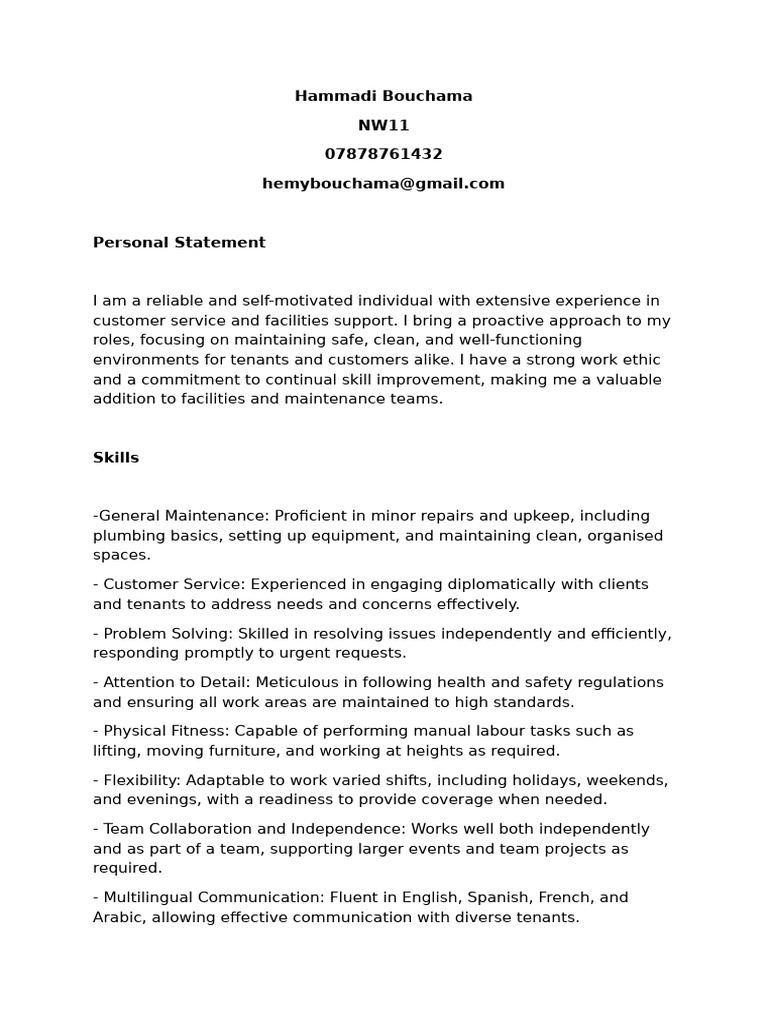 Hammadi Bouchama - Update CV November 24-1 (3) - 1 | PDF | Occupational Safety And Health