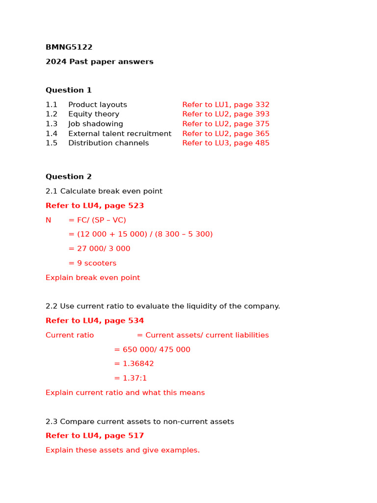 BMNG5122 Past Paper Answers | PDF