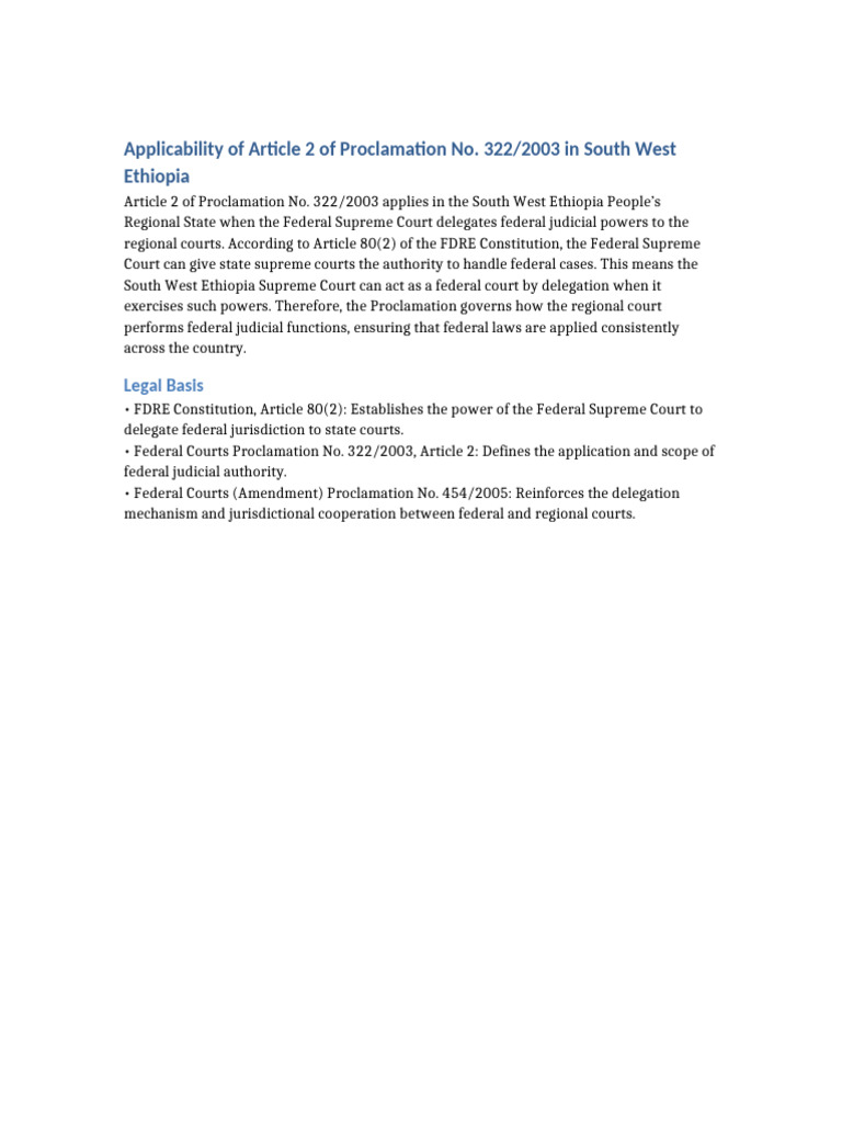 Applicability of Article 2 Proclamation 322 2003 | PDF