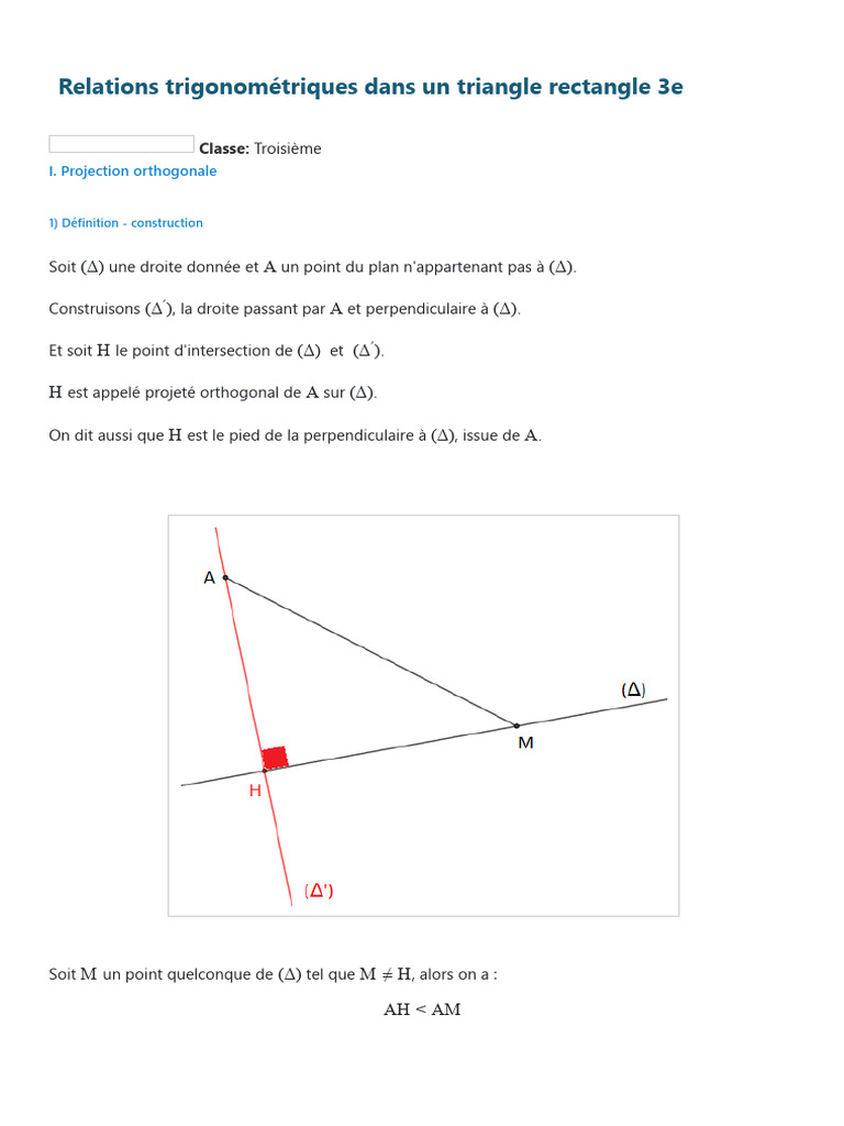 Trigonométrie dans un triangle rectangle | PDF | Fonction ...