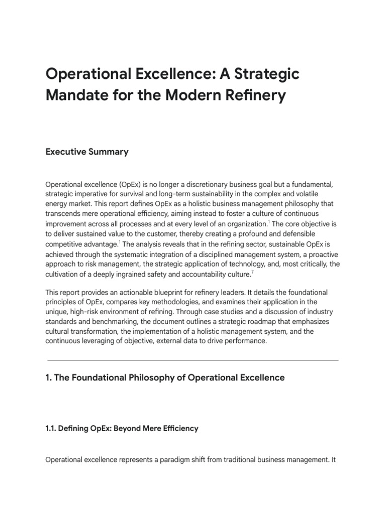 Operational Excellence in Refining | PDF | Six Sigma | Sustainability