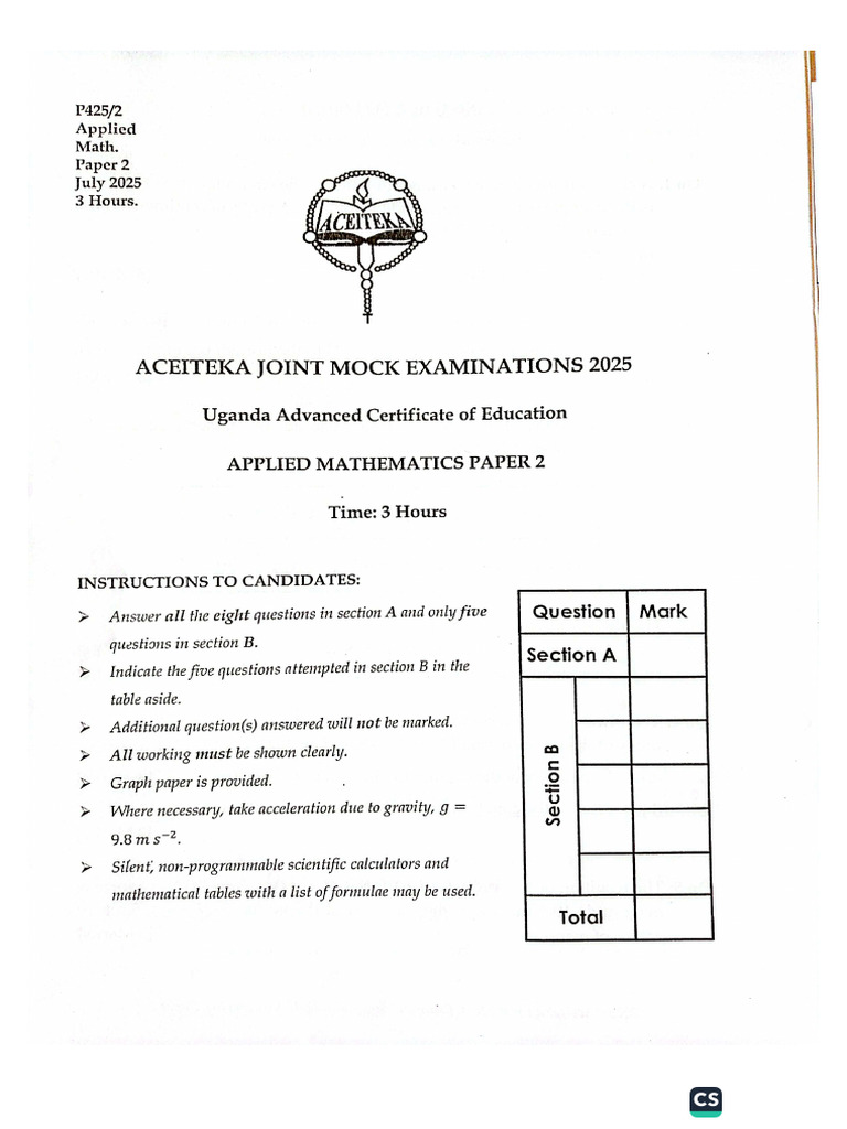 Mathematics Mock Exam Marking Guide 2025 | PDF