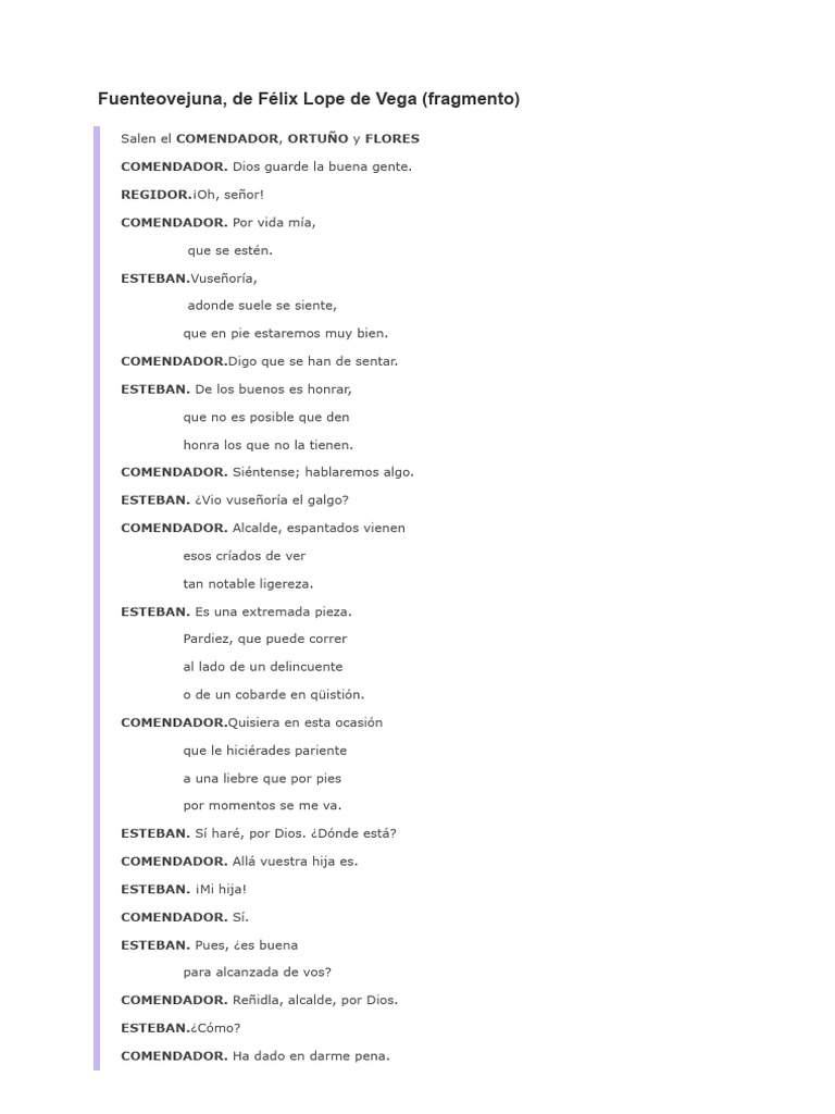 Fragmento de Fuenteovejuna | PDF