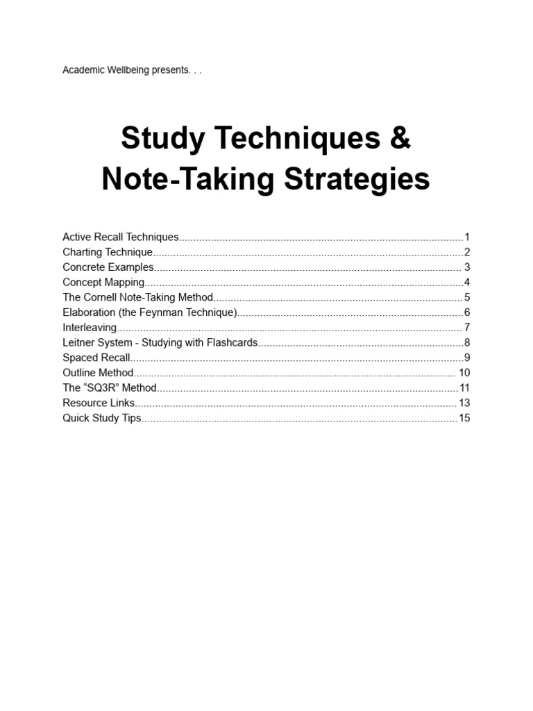 Study Techniques and Note-Taking Tips | PDF | Flashcard | Classical ...
