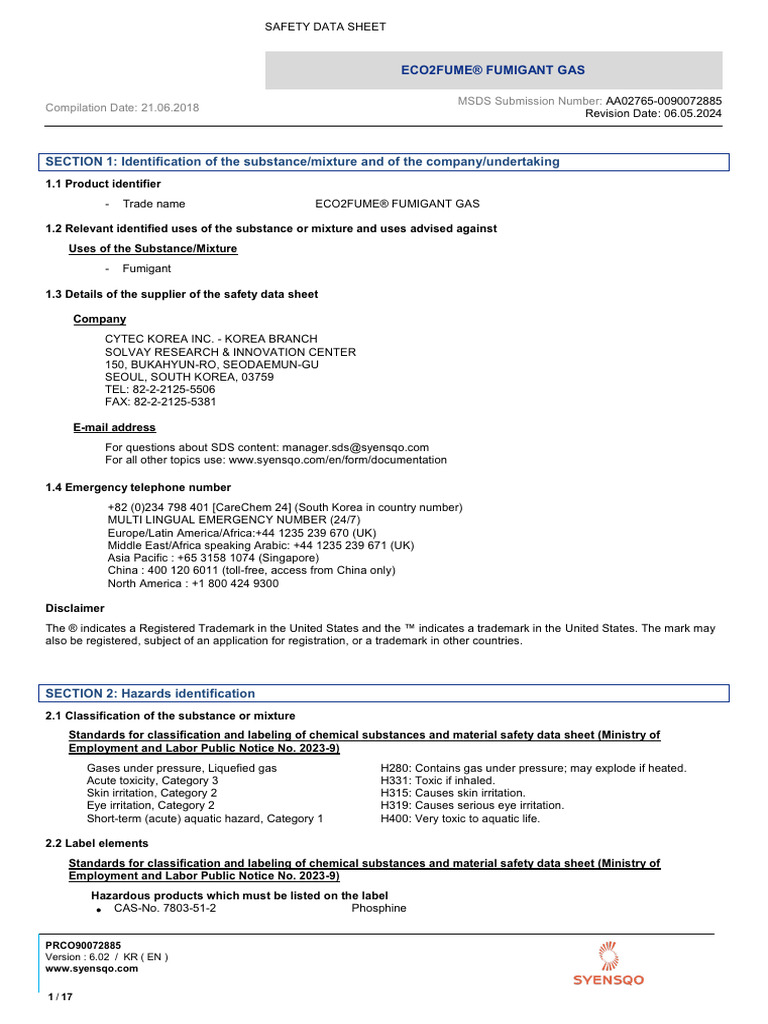 Msds Eco2fume en 250422 | PDF | Toxicity | Firefighting