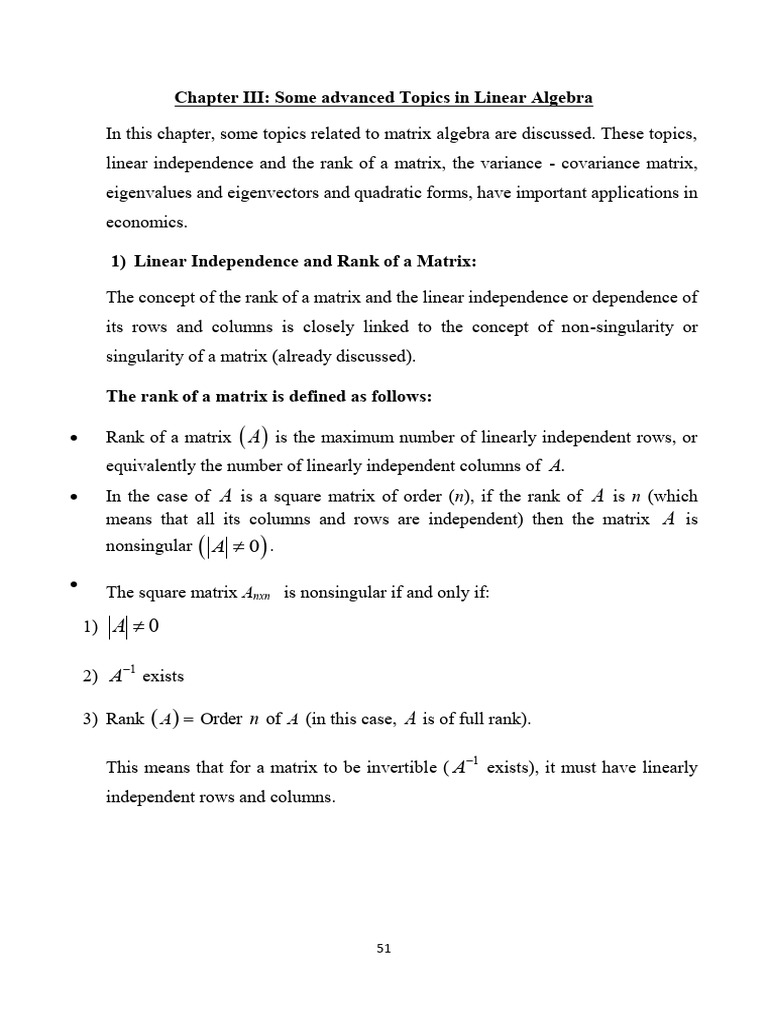 Advanced Linear Algebra Concepts | PDF | Matrix (Mathematics ...