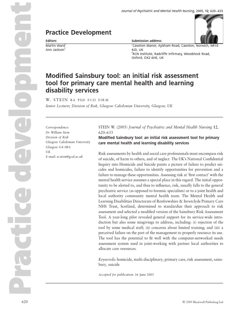 Modified Sainsbury Risk Assessment Tool | PDF | Psychiatry | Risk