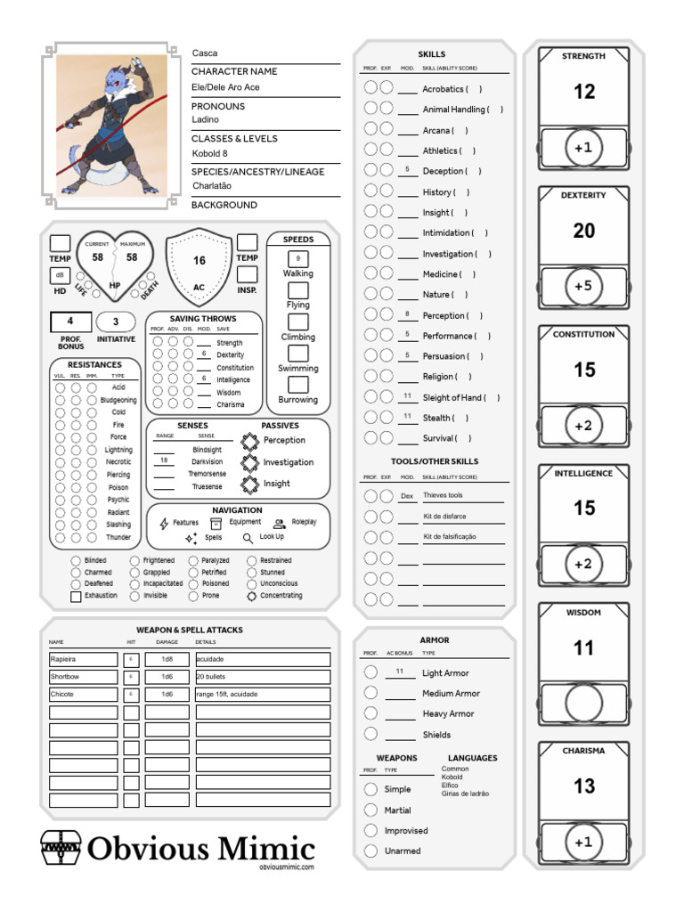 Obvious-Mimic-CharSheet-v3.5-Fillable | PDF | D20 System | Gary Gygax Games