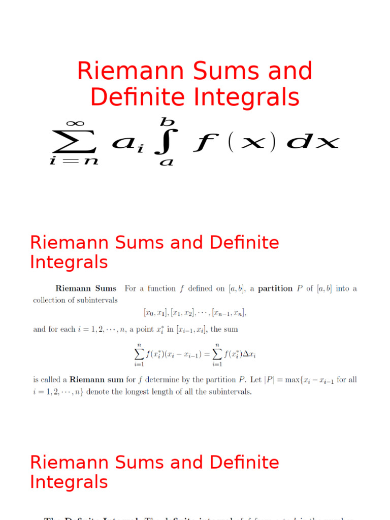 Riemann Sums and Definite Integrals - 1 | PDF