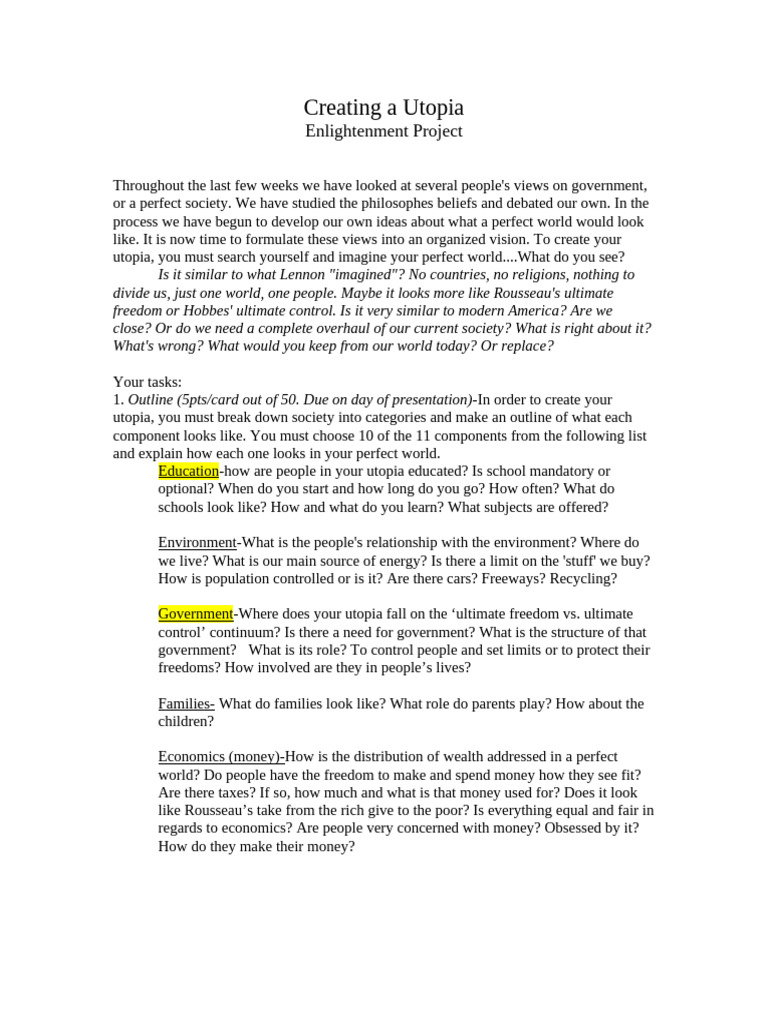 French Revolution Day 1 Assignment | PDF | Utopia