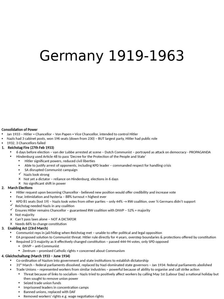 Nazi Germany: Power Consolidation 1919-1963 | PDF | Nazi Germany ...