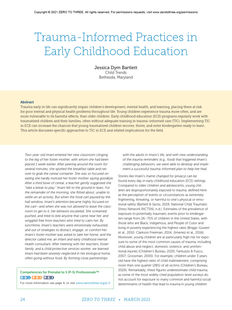 Trauma-Informed Care in Early Childhood | PDF | Psychological Trauma ...