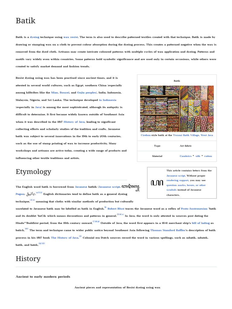 Batik - Wikipedia | PDF