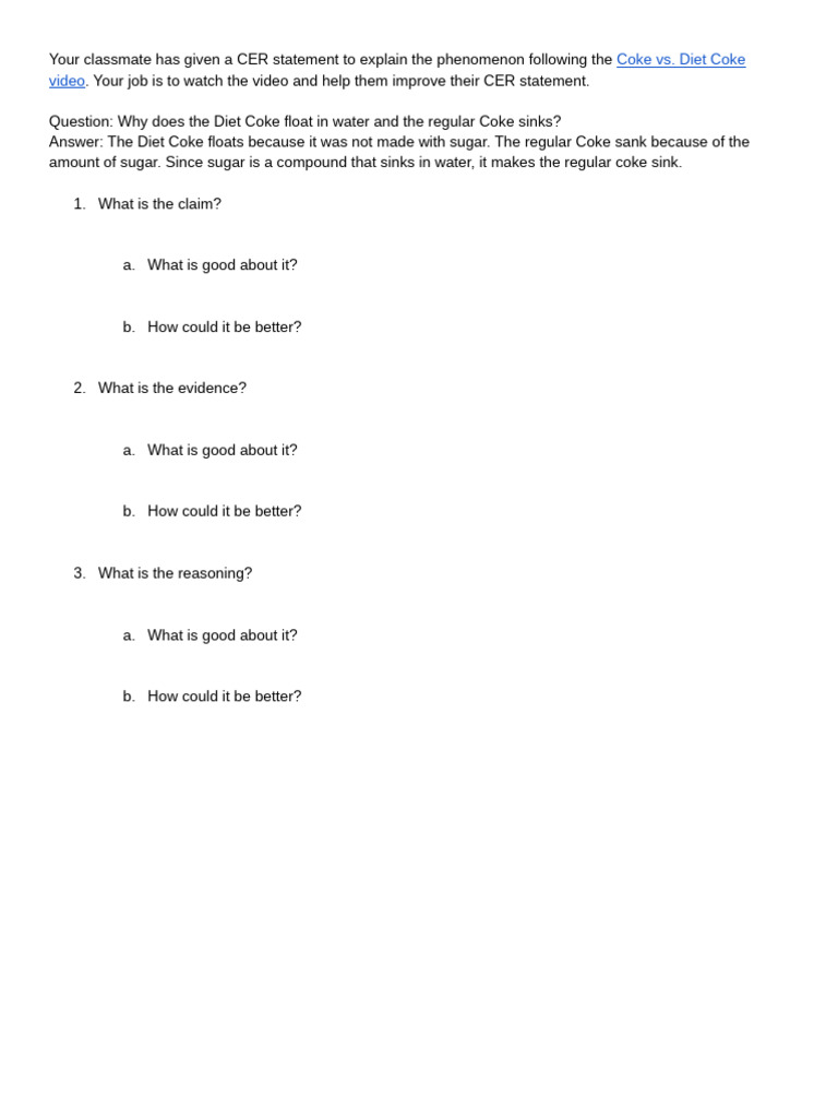 Coke Vs Diet Coke CER | PDF