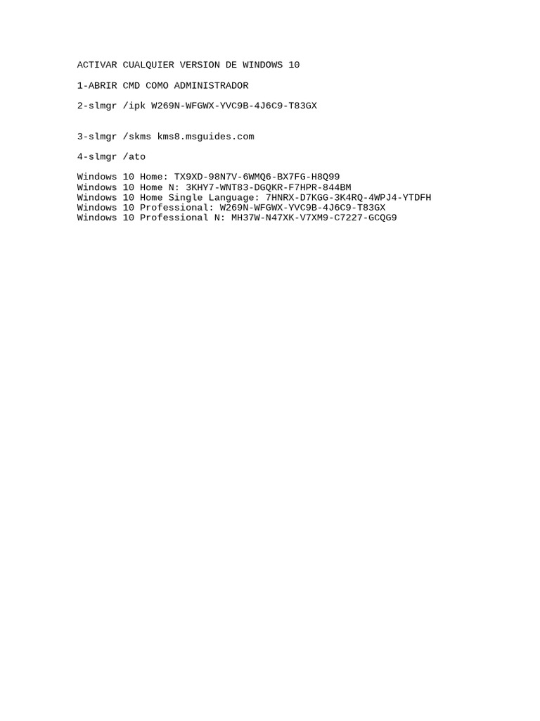 Activar Windows 10: Guía Rápida | PDF
