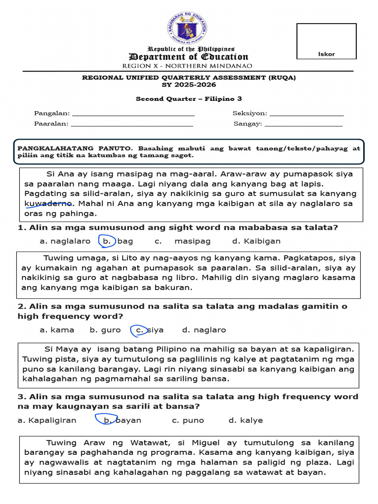 Filipino 3 RUQA Quarter 2 | PDF
