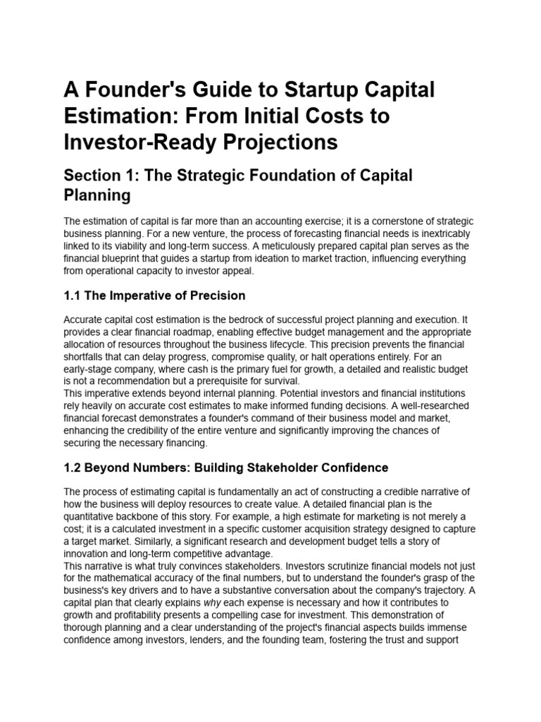 Startup Capital Estimation Guide | PDF | Valuation (Finance ...