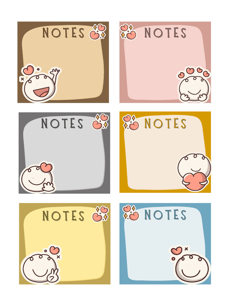 Colorful Cute Simple Sticky Notes Document A4 | PDF