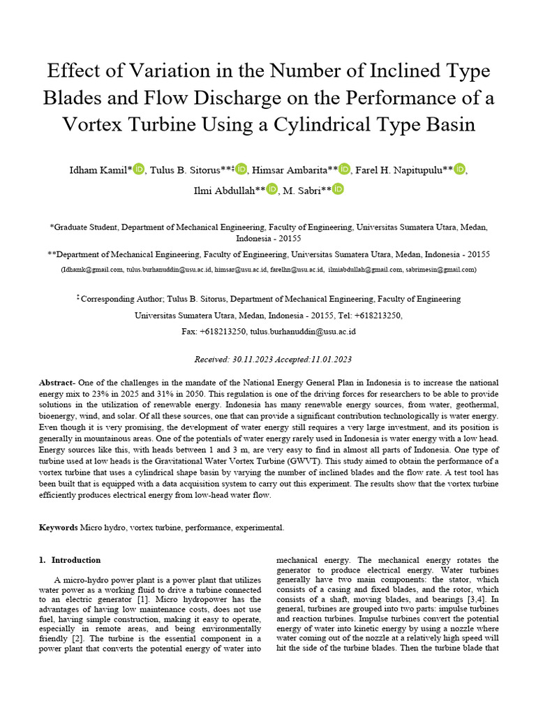 Effect of Variation in The Number of Inclined Type Blades and Flow ...