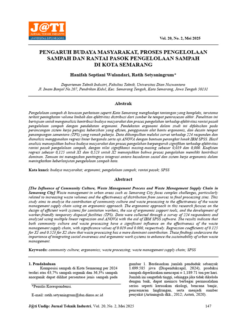 Pengaruh Budaya Masyarakat, Proses Pengelolaan Sampah Dan Rantai Pasok ...