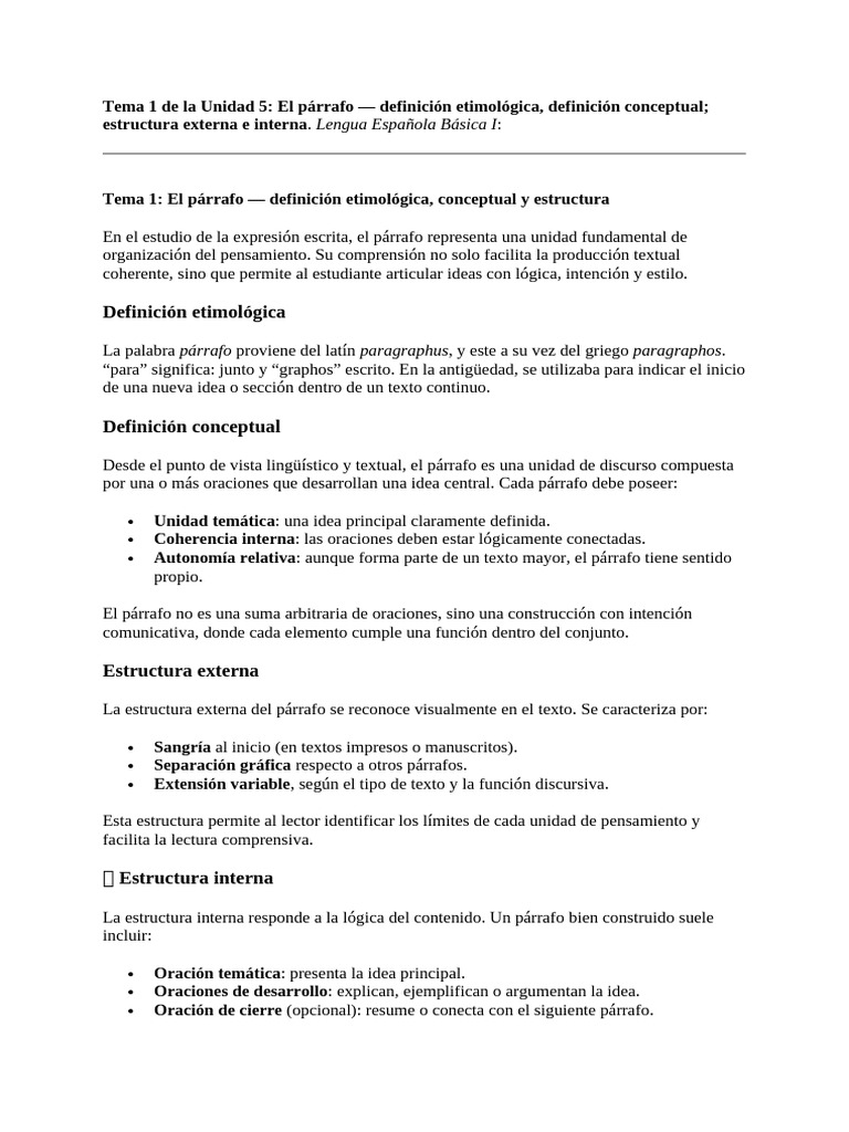 Estructura y definición del párrafo | PDF
