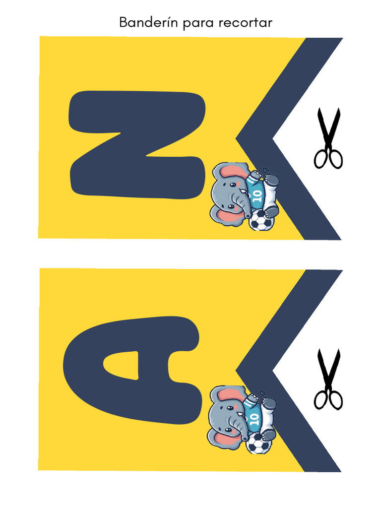 Banderín para recortar cumpleaños infantil animales amarillo azul.pdf | PDF