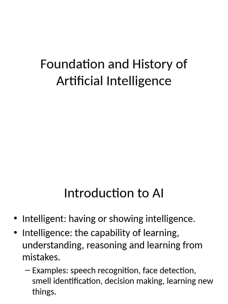 Foundation and History of AI | PDF | Artificial Intelligence ...