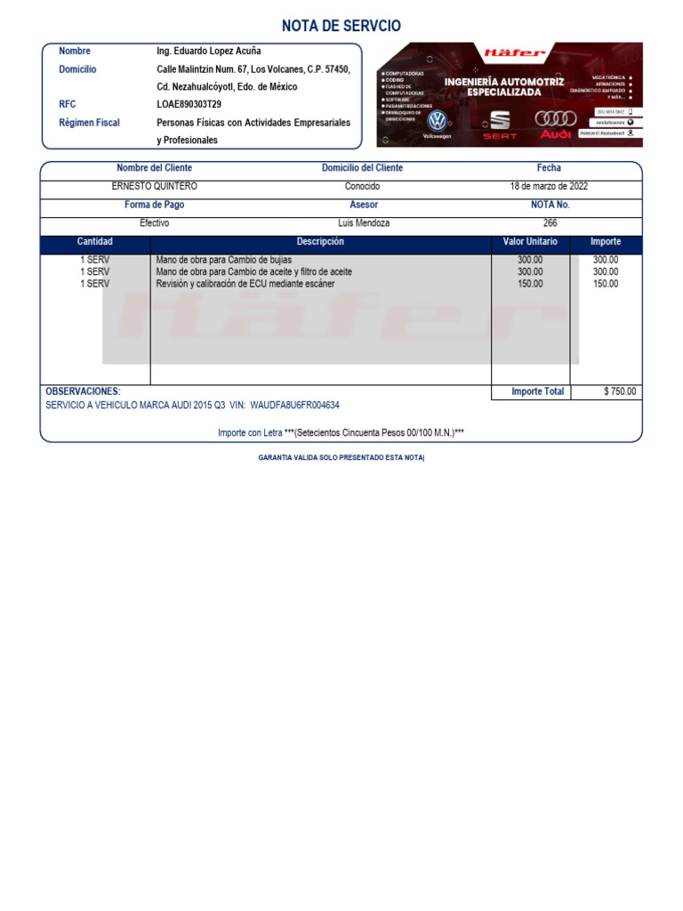 Factura Servicios Audi 3 | PDF