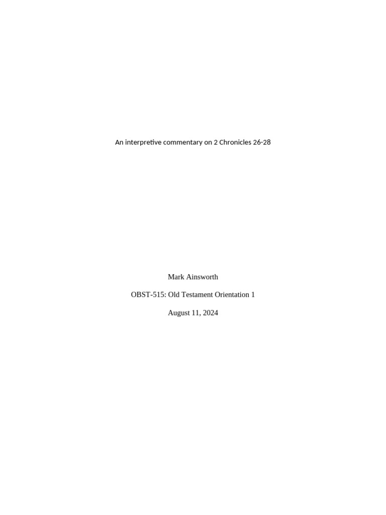 An Interpretive Commentary 2 Chronicles 26-28 | PDF | Books Of ...