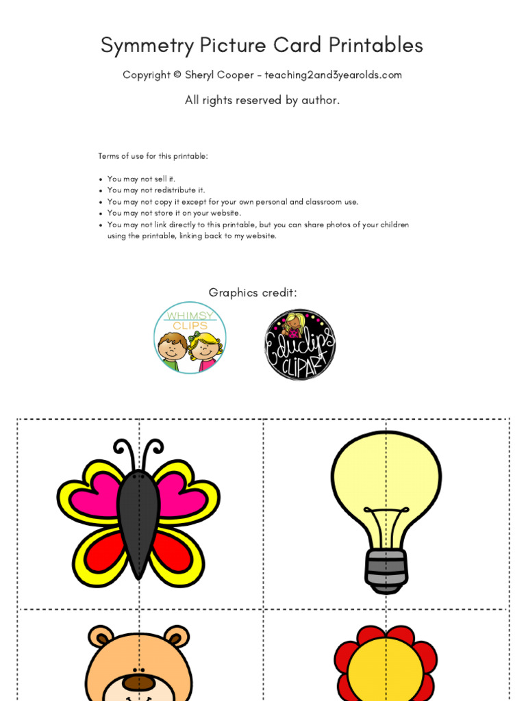 Symmetry Picture Cards Printables | PDF