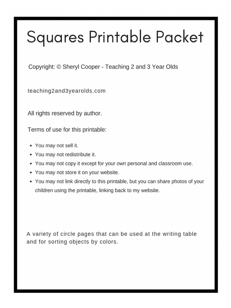 Squares Packet - Printable | PDF