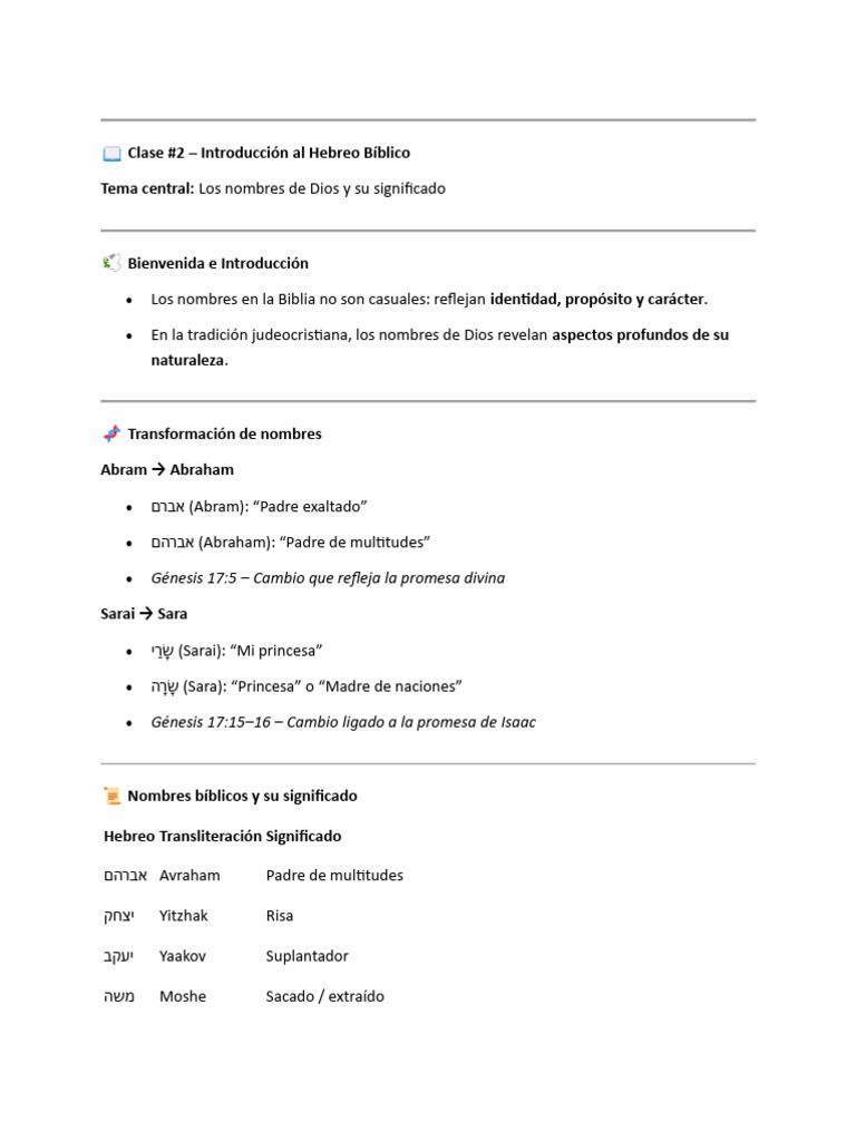 Nombres de Dios en Hebreo Bíblico | PDF | Tetragrammaton | Nombres de ...