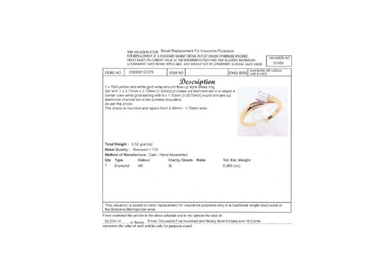 Clean Valuation Certificate 039300107276 | PDF