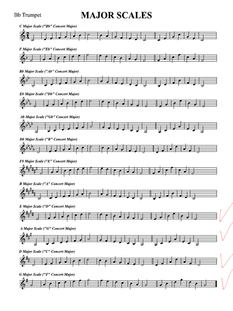 BB Trumpet - Major Scales | PDF