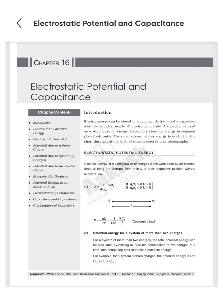 Electrostatic Potential and Capacitance | PDF
